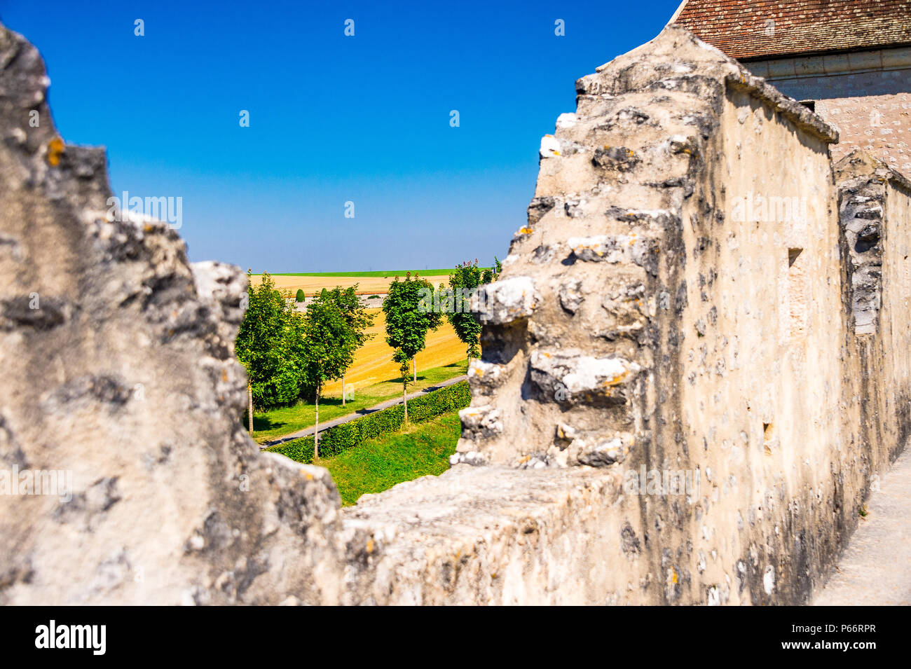 The medieval fortified wall was built in the 13th century in Provins ...