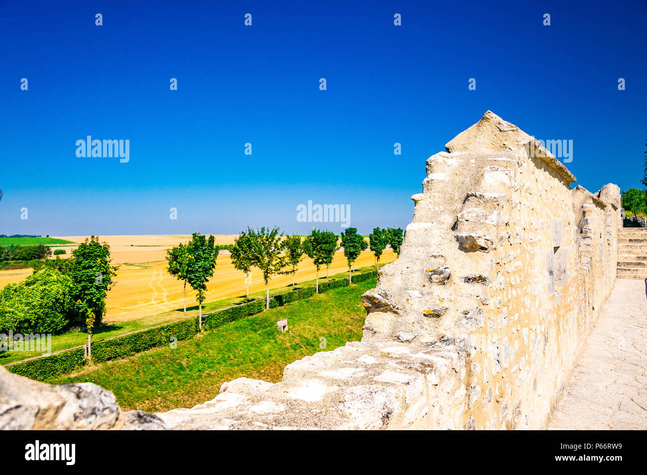 The medieval fortified wall was built in the 13th century in Provins ...