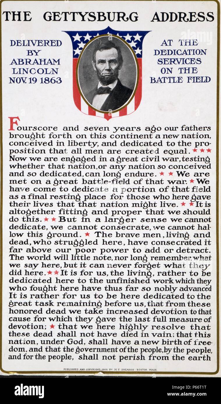 The Gettysburg address delivered by Abraham Lincoln Nov. 19 1863 at the ...