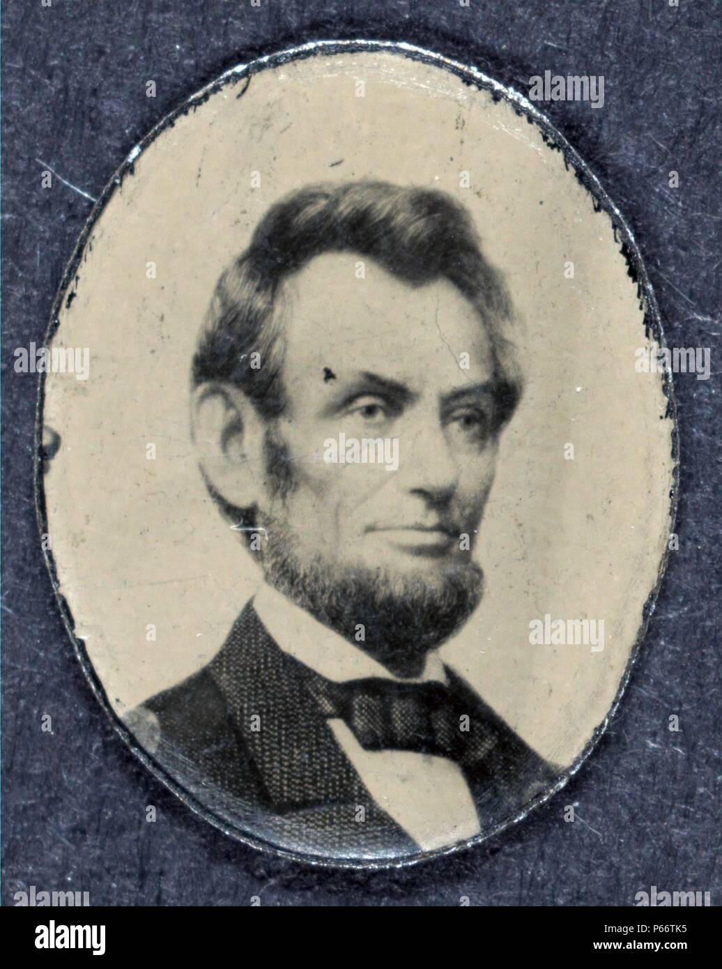 Election campaign badge with a portrait of Abraham Lincoln. United ...