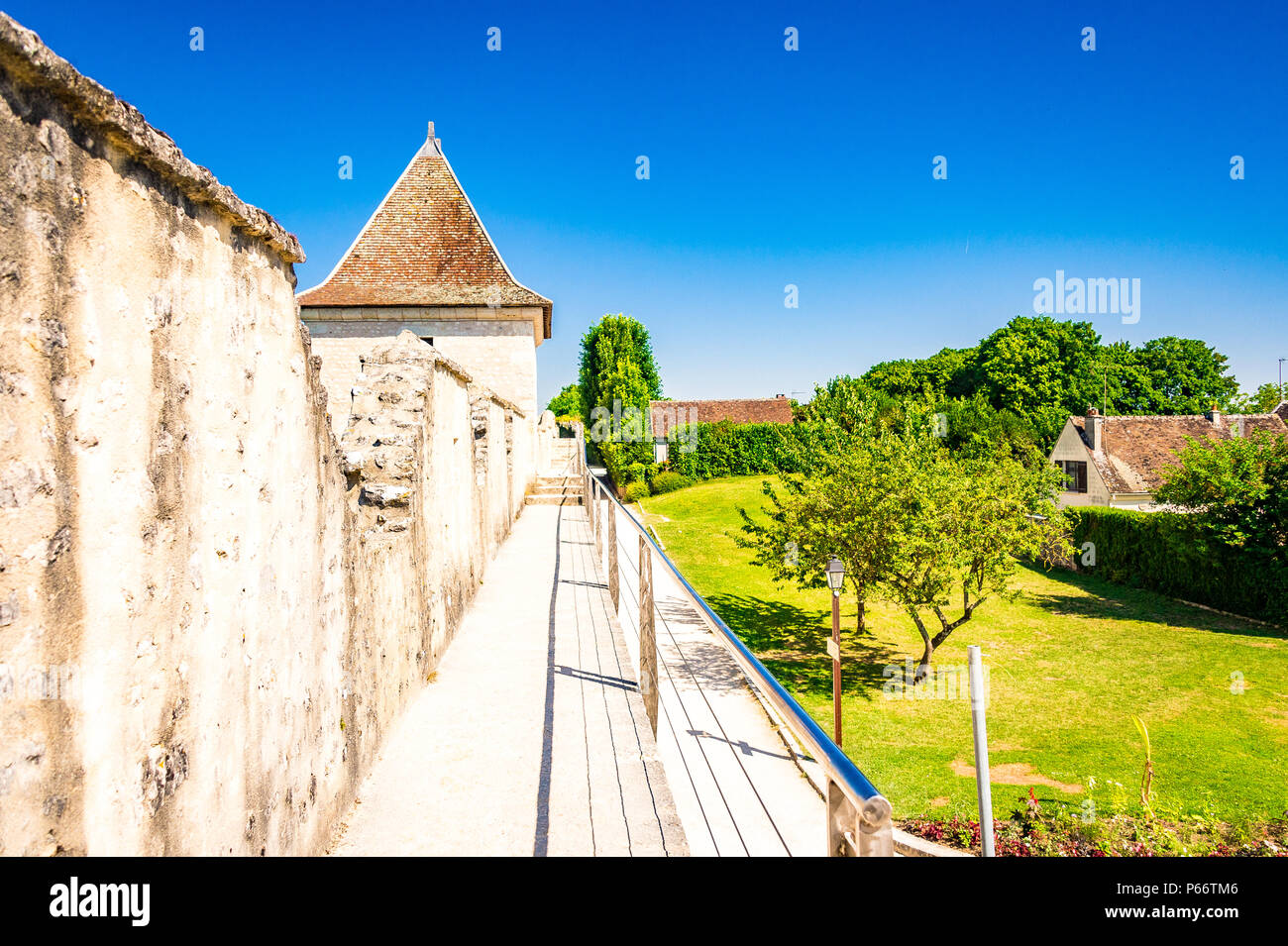 The medieval fortified wall was built in the 13th century in Provins ...