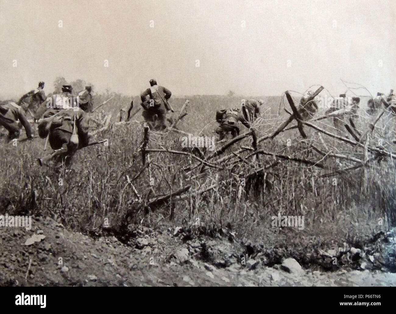 The plain of Touvent, 1915.Charge by a company of Zouaves on the ...