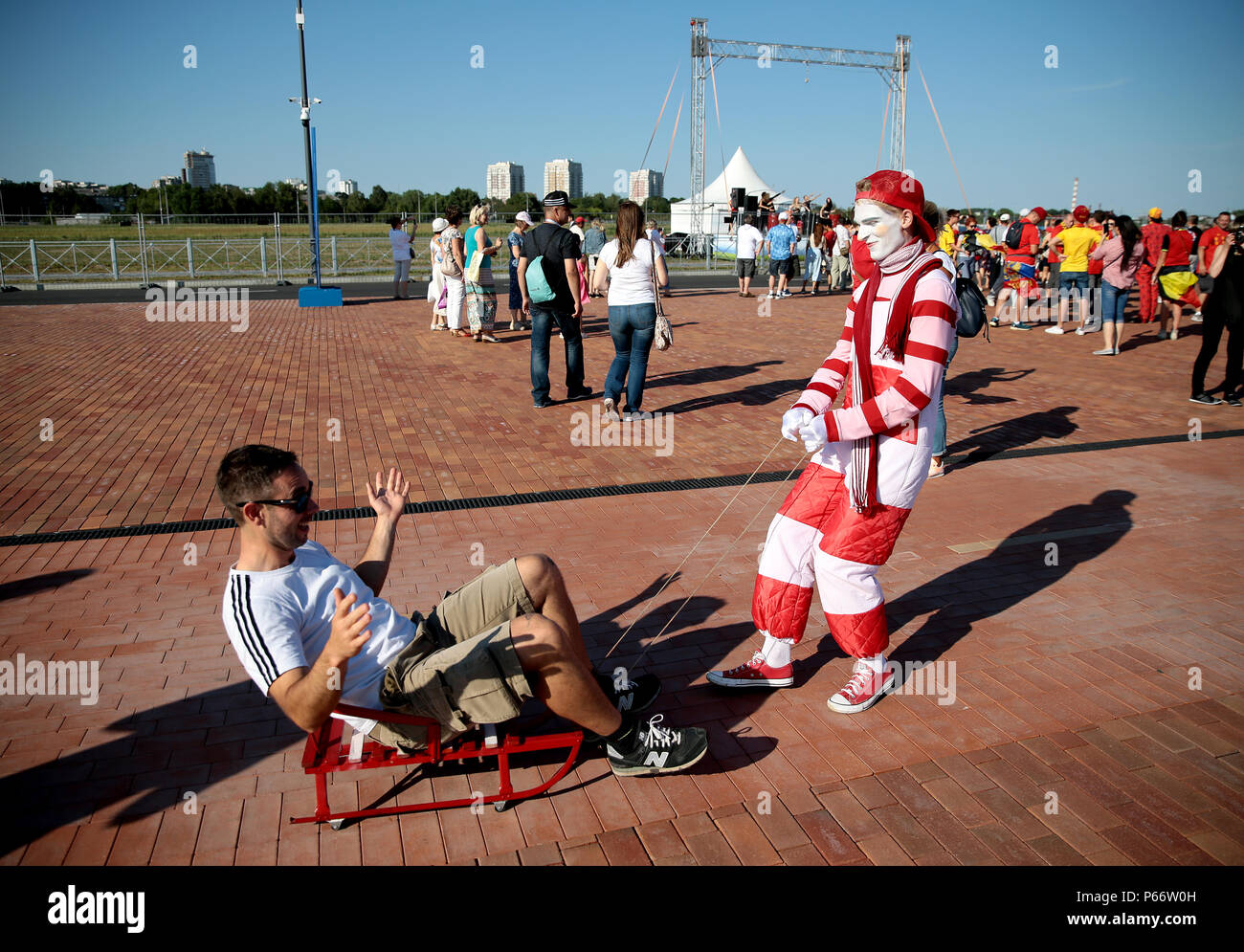 Football fans in the fan zone outside the ground before the FIFA World ...
