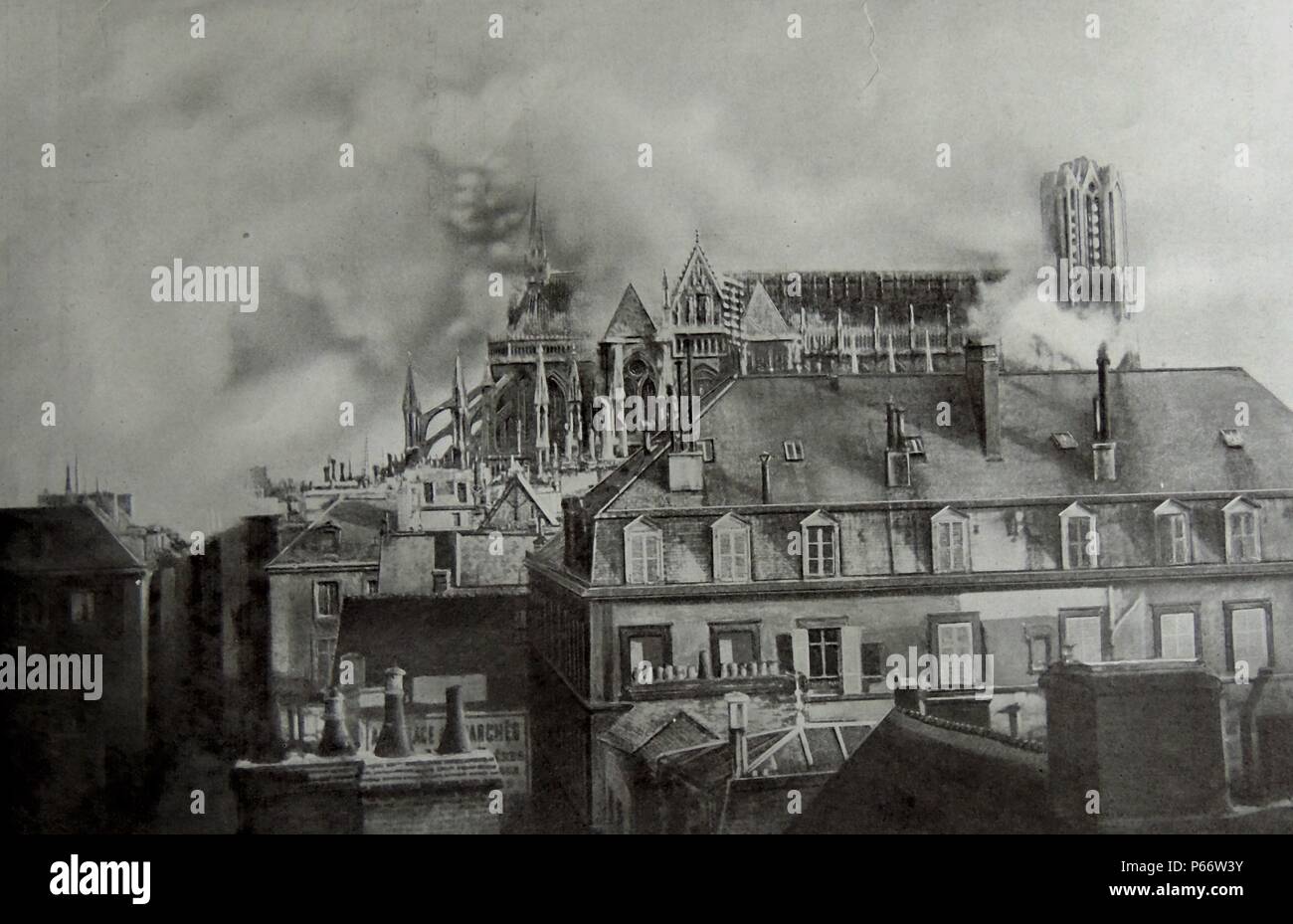 Reims cathedral shelling destruction german france world war one wwi hi ...