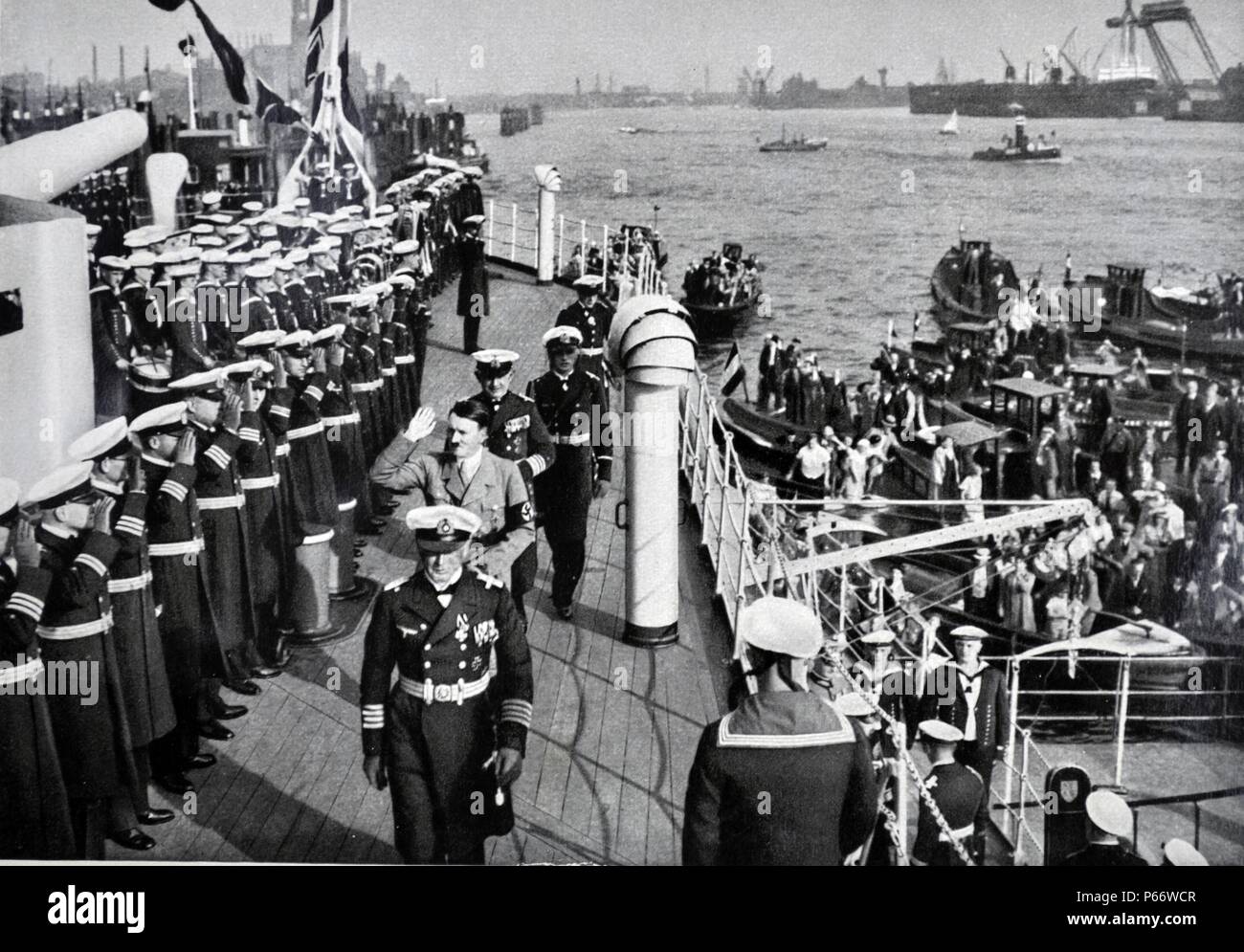German naval ship receives a visit by Hitler Stock Photo - Alamy