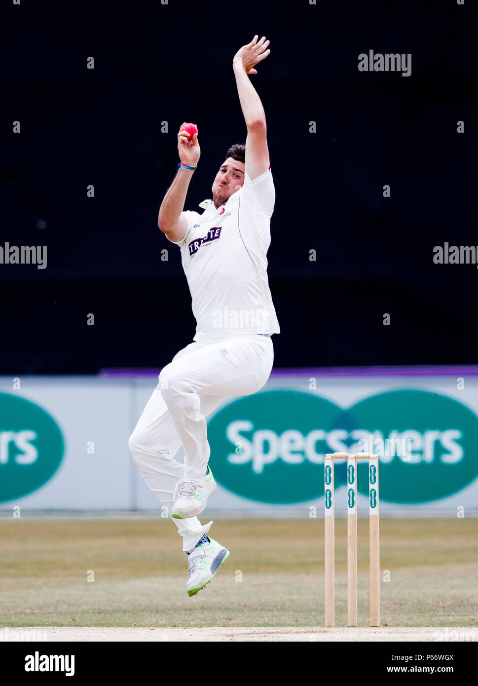 Somerset's Jamie Overton during day four of the Specsavers County ...