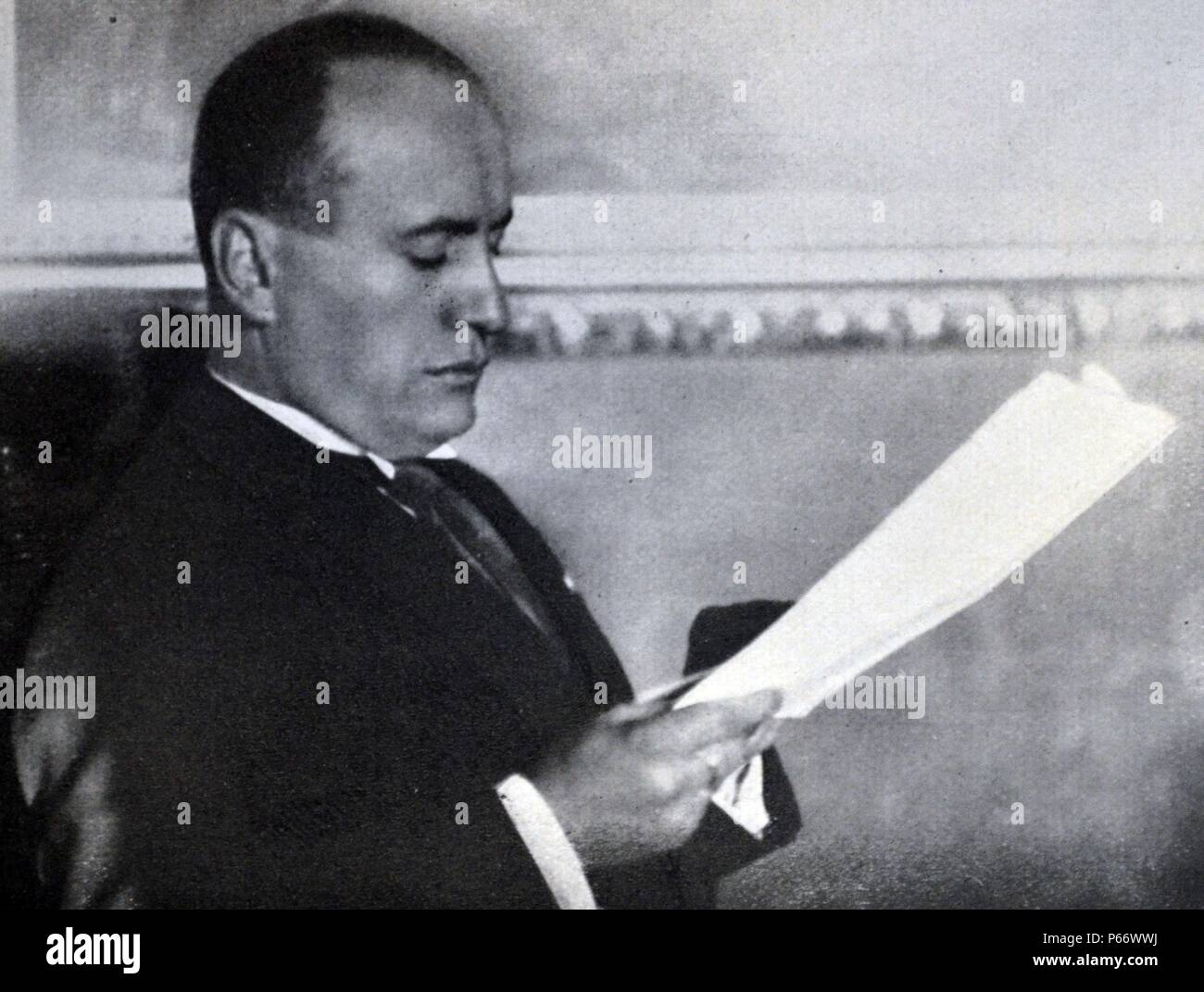 Rome', 11th February 1929. Mussolini reads the Treaty of Conciliation ...