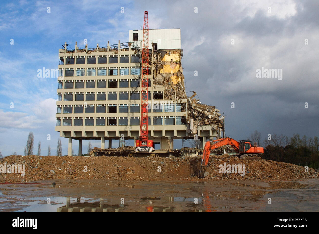 Demolition of an office building Stock Photo - Alamy
