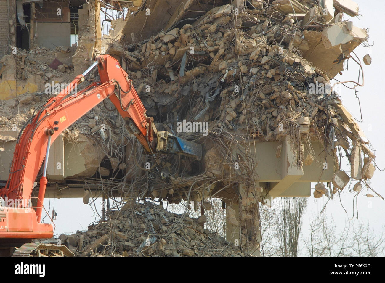 Demolition of an office building Stock Photo - Alamy