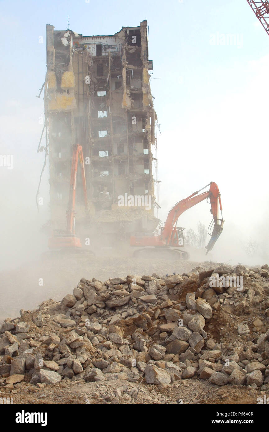 Demolition of an office building Stock Photo - Alamy