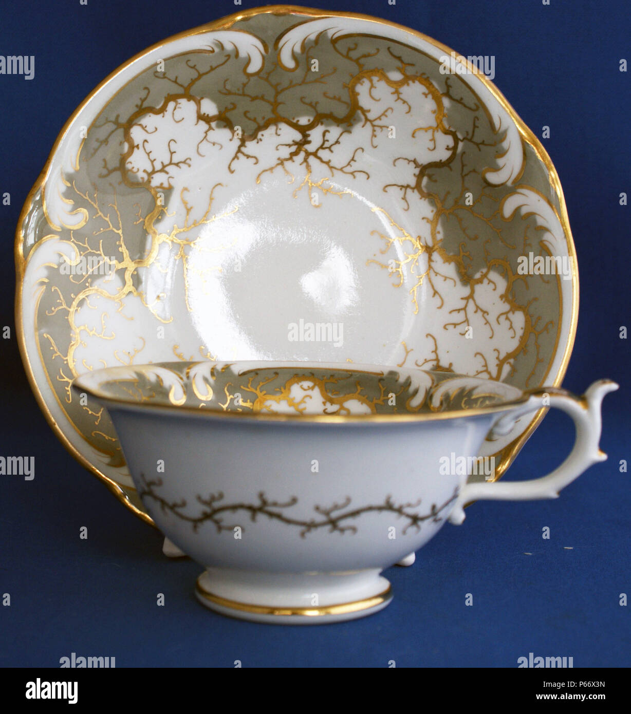 Antique Rockingham Brameld British Porcelain Decorative Cup and Saucer ...