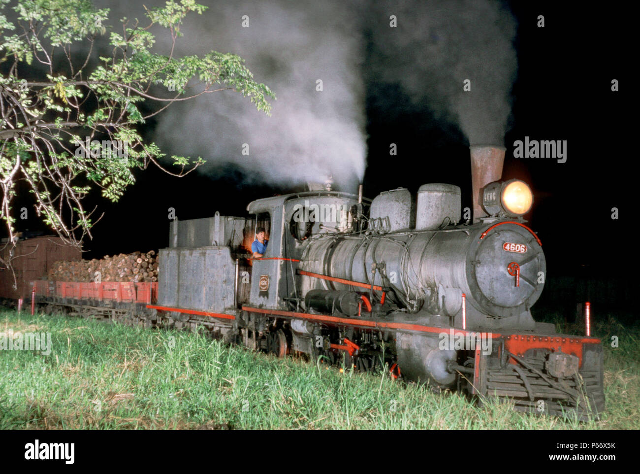 A night freight train leaves Santa Fe on Argentina's metre gauge ...