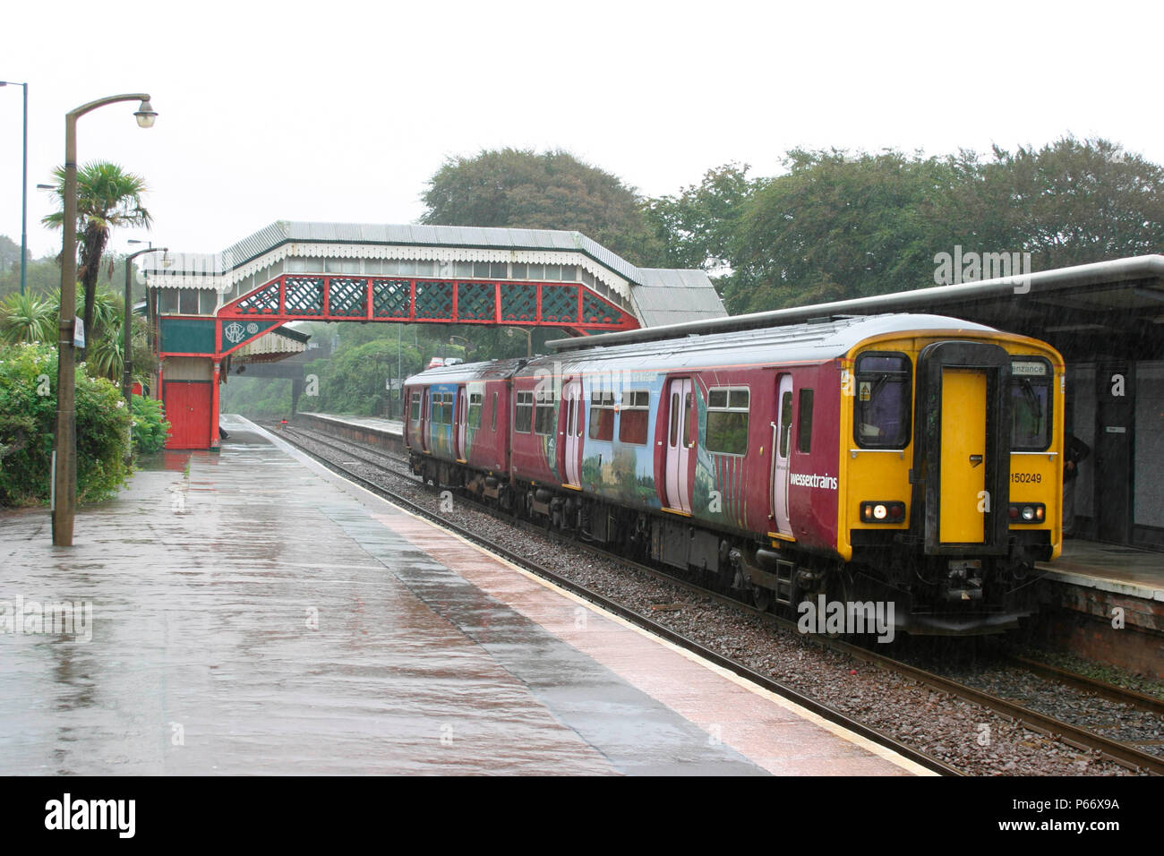 A Wessex Trains Class 150 stands at St Austell station with a train to ...