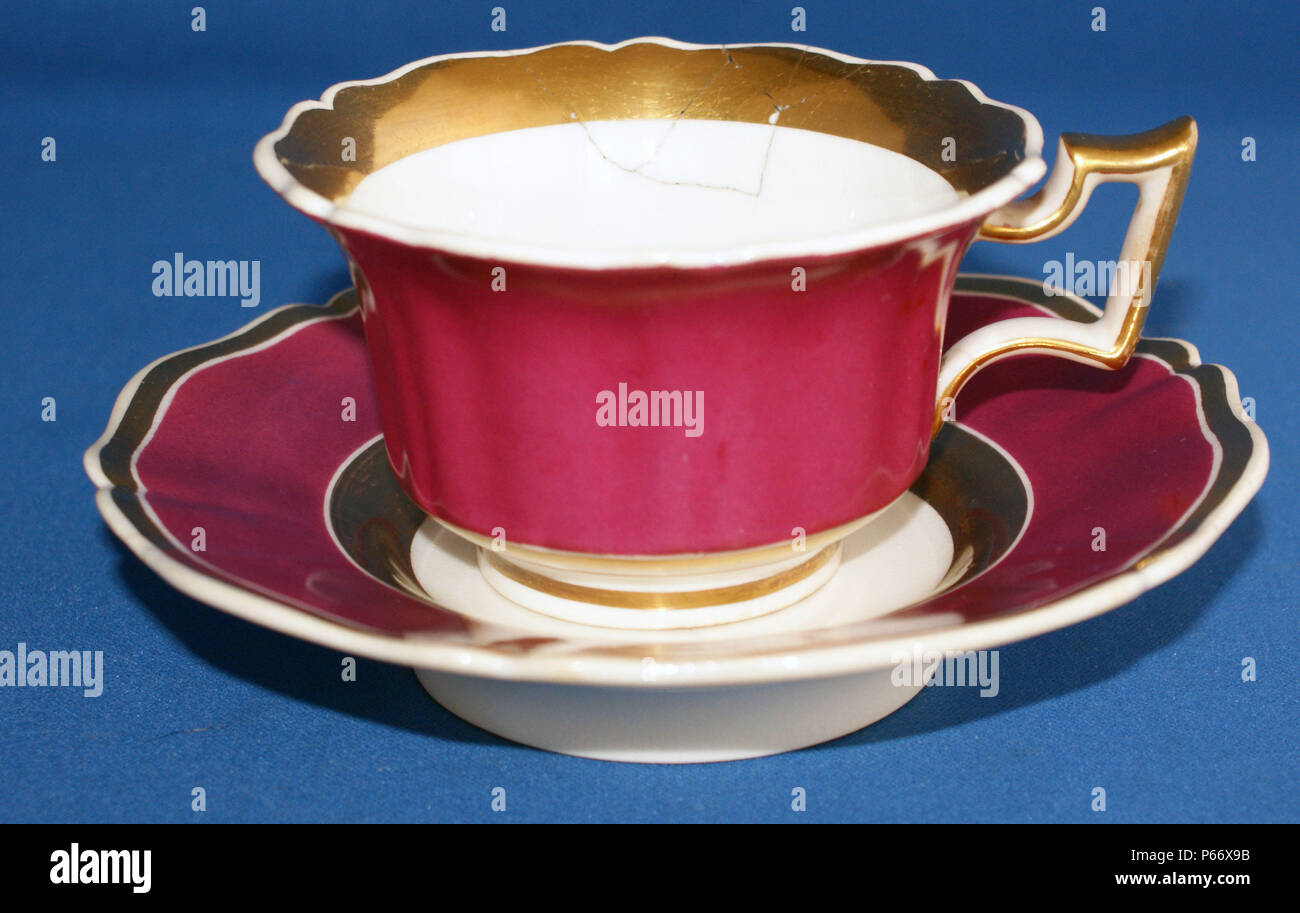 Antique Rockingham Brameld British Porcelain Decorative Cup and Saucer ...