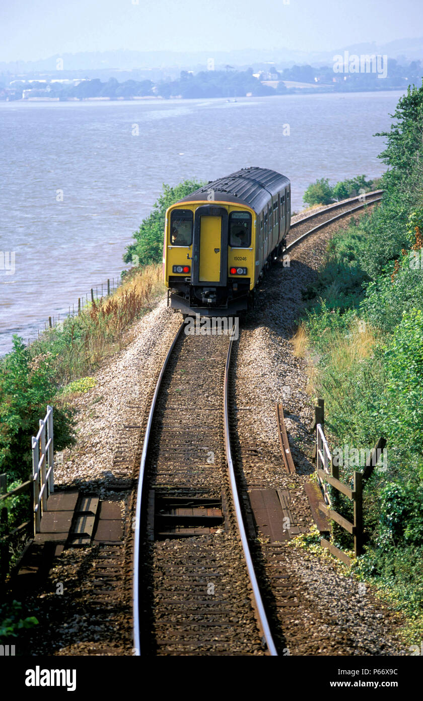 A Wessex Trains Class 153, on the branch line from Exeter to Exmouth ...