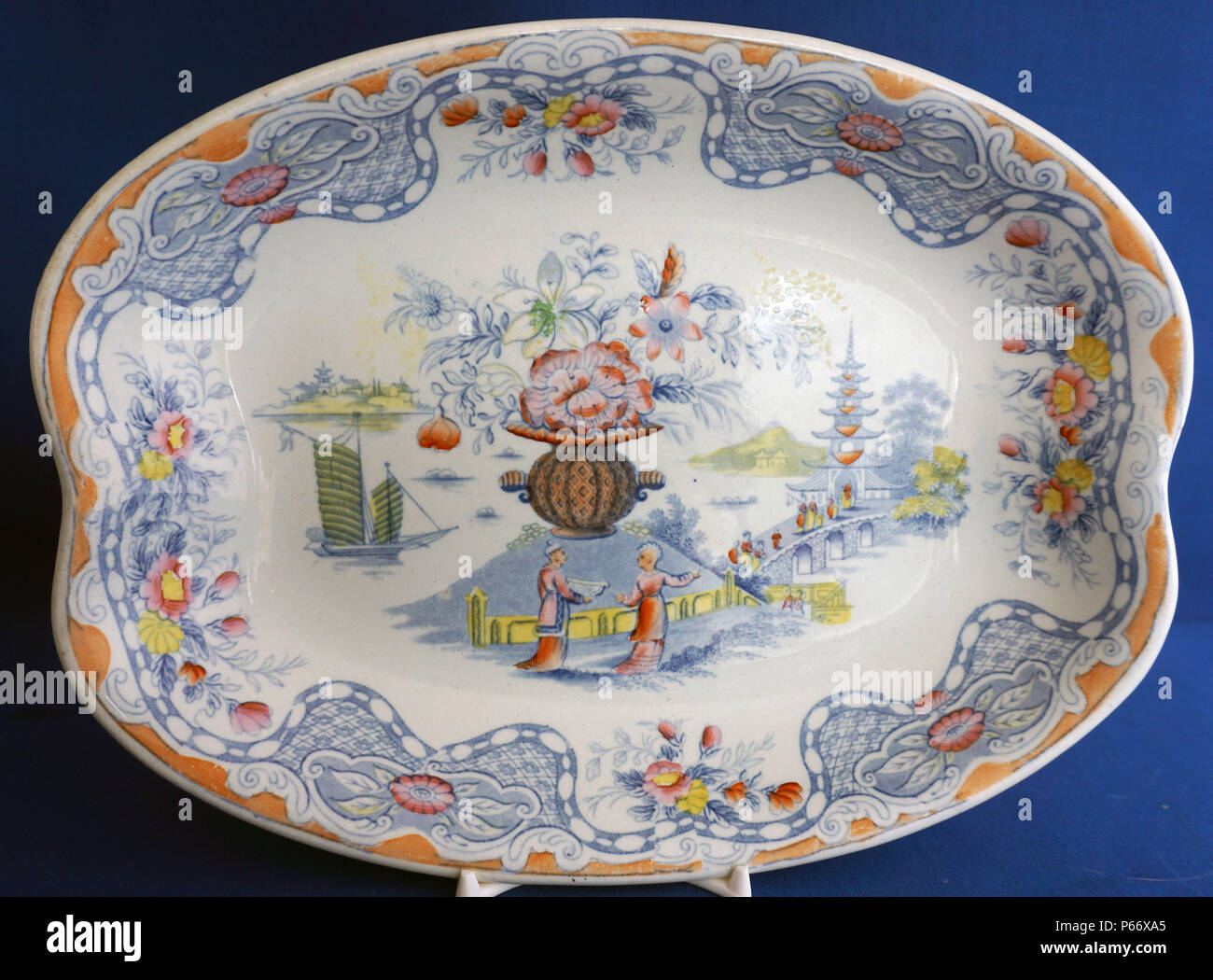 Brameld Rockingham Antique British Porcelain Oriental Pattern Dish Bowl ...