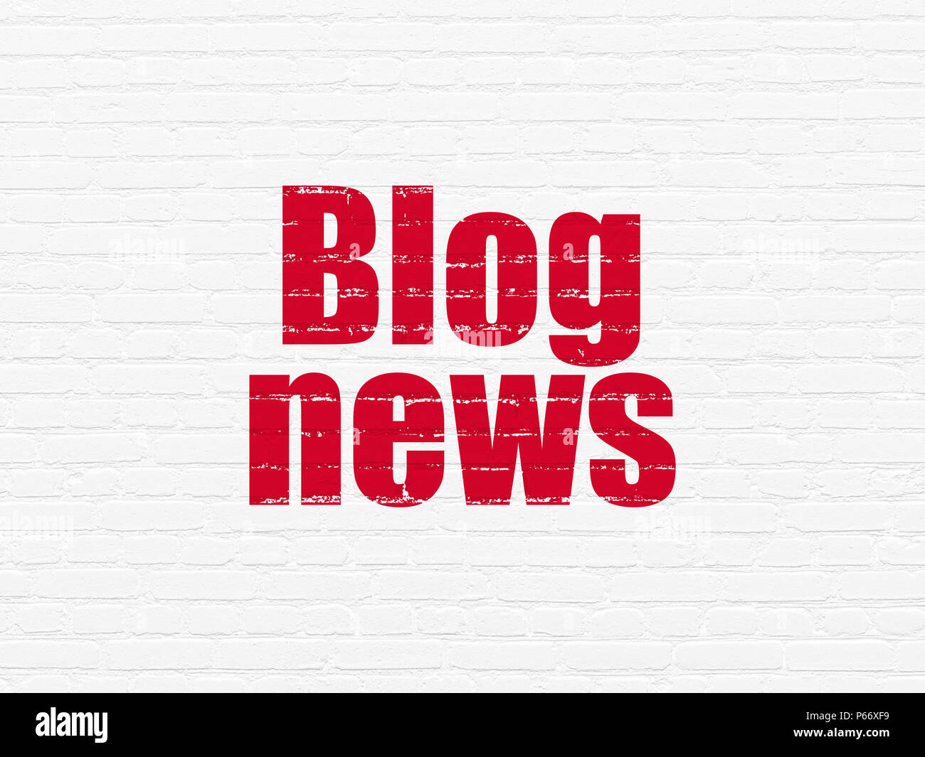News concept: Painted red text Blog News on White Brick wall background ...
