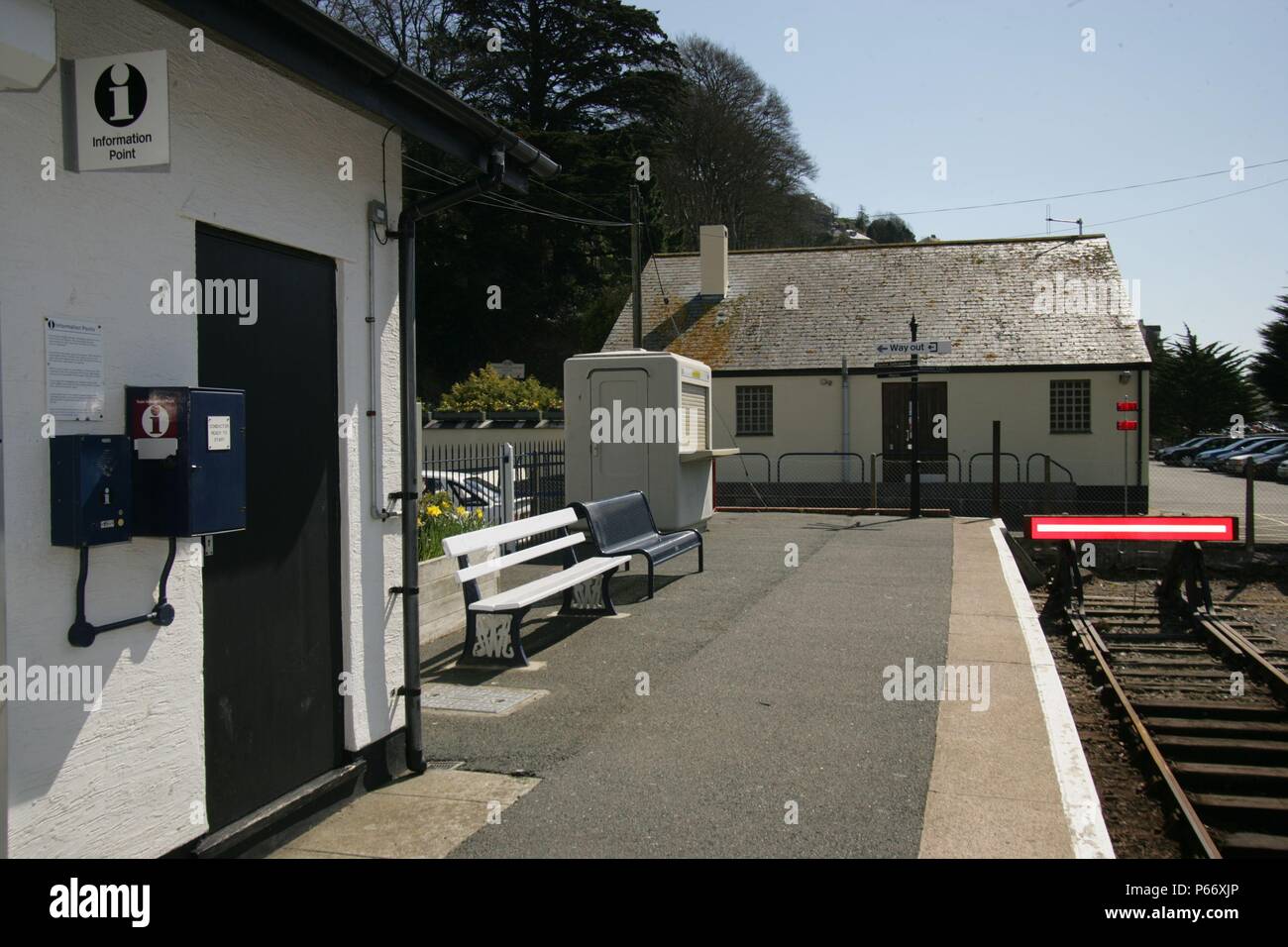 Buffer stops at the end of the Liskeard to Looe branch line at Looe ...