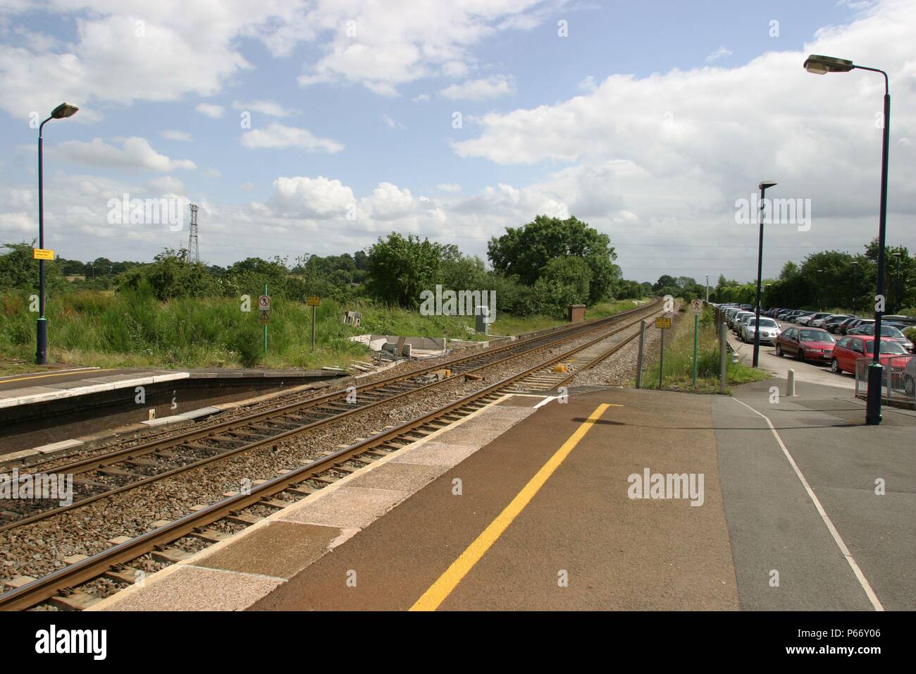 End of platform at Widney Manor station, West Midlands, showing ...