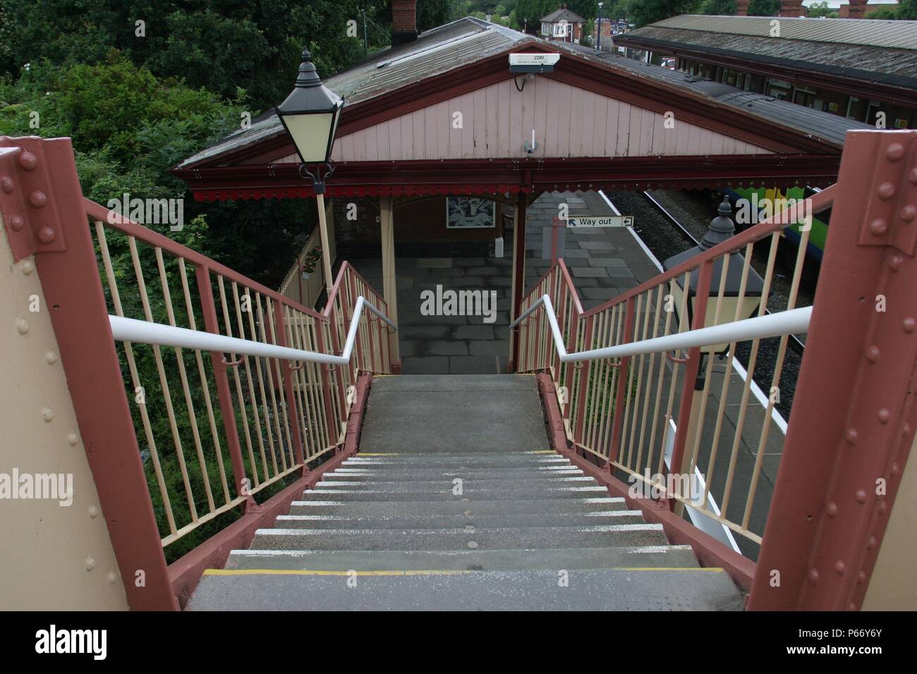 Pedestrian access over the footbridge at Shirley station, West Midlands ...