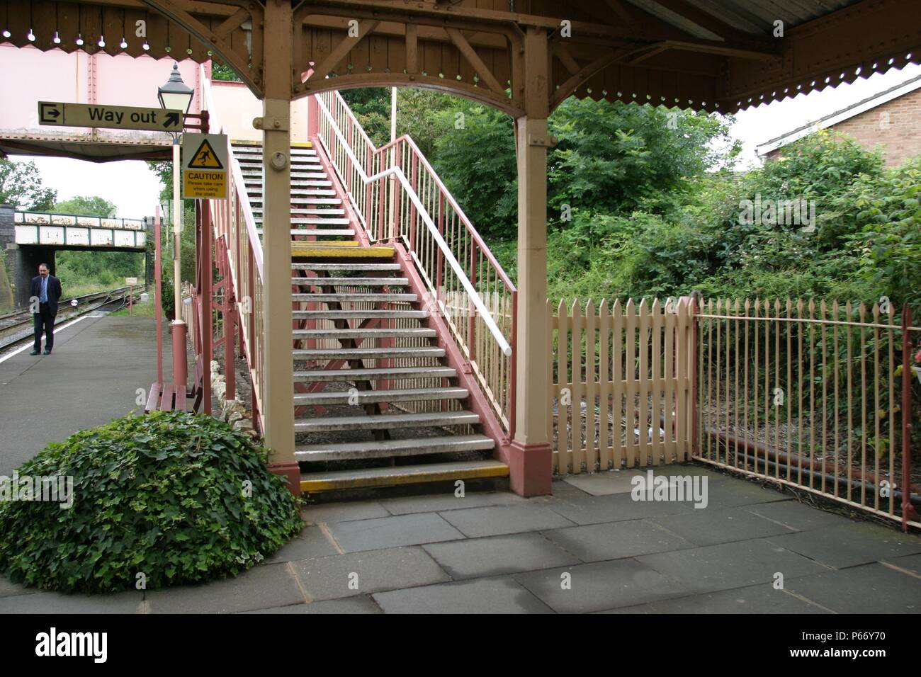 Pedestrian access over the footbridge at Shirley station, West Midlands ...