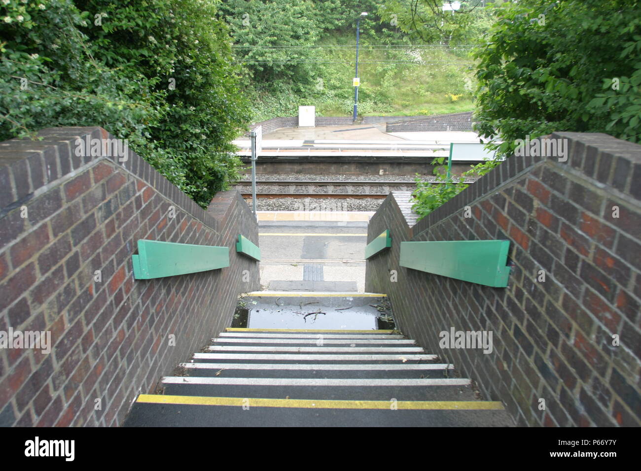 Pedestrian access stairway to the platform at Coseley station, West ...