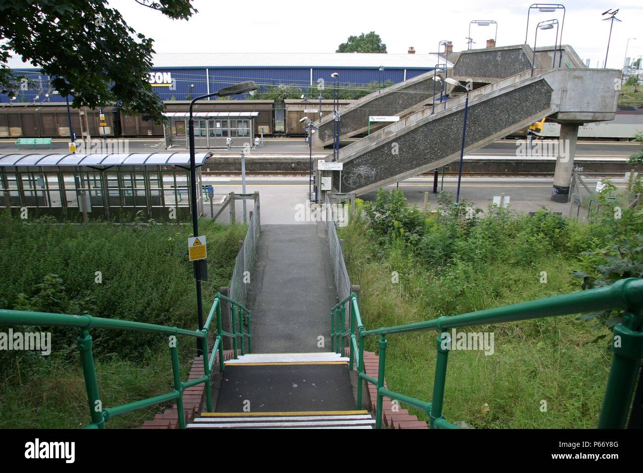 Pedestrian access to the platforms at Stechford station, West Midlands ...