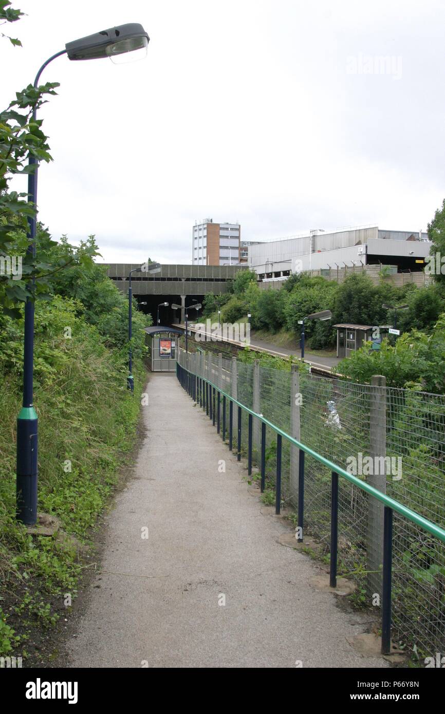 Pedestrian entrance to Spring Road station, West Midlands, showing ...