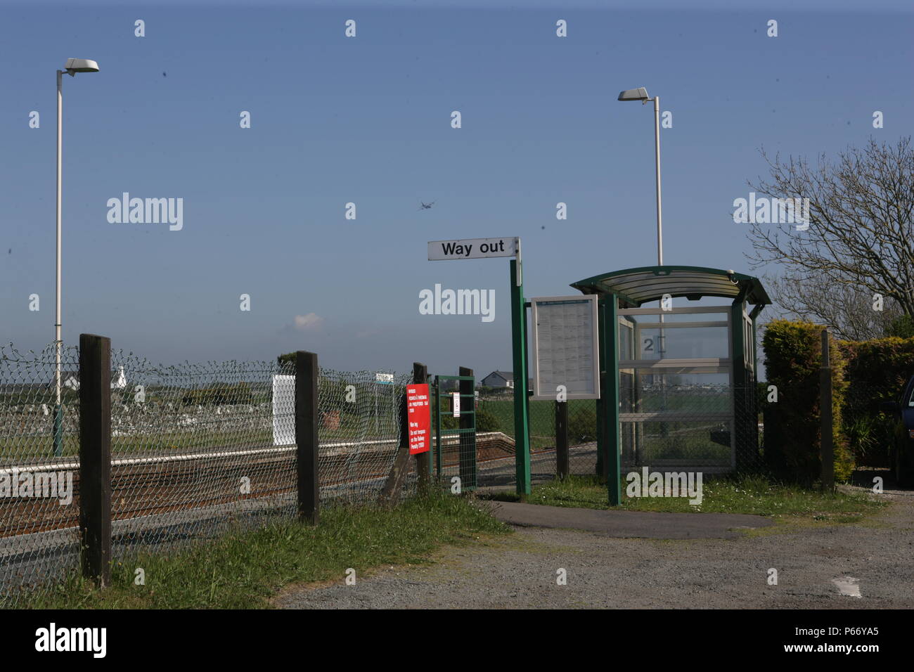 Platform access to Rhosneigr station, Anglesey, North Wales showing ...