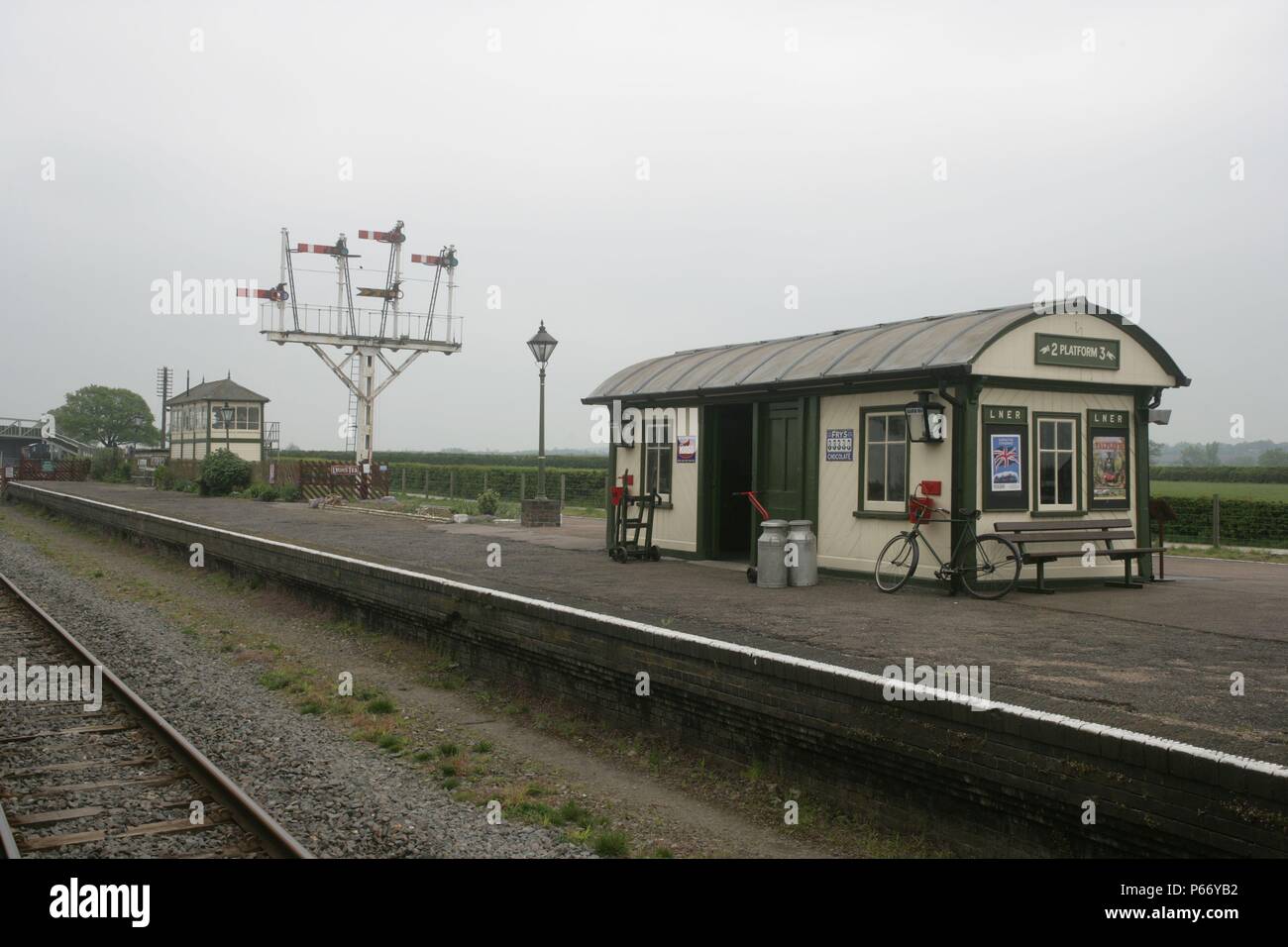 Platform building and semaphore signals at the preserved Metropolitan ...