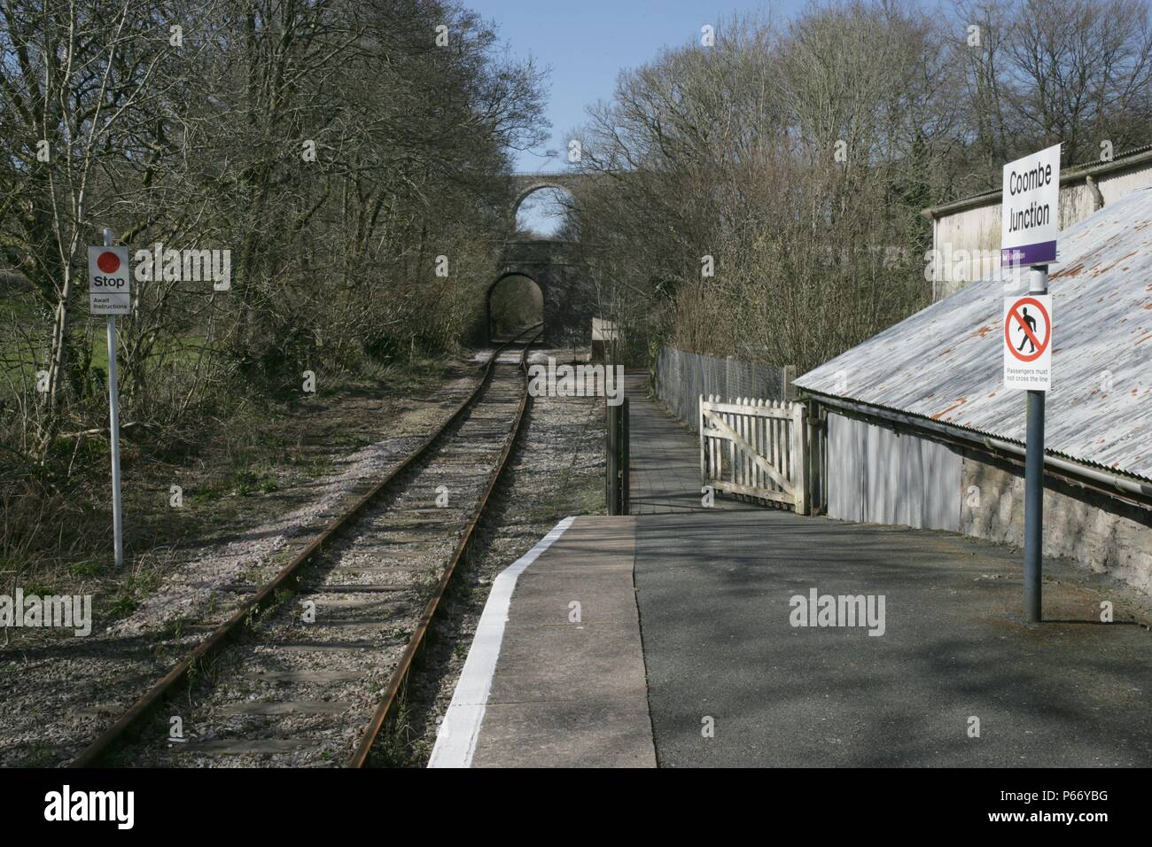 Platform end at Coombe station on the Liskeard to Looe branch line ...