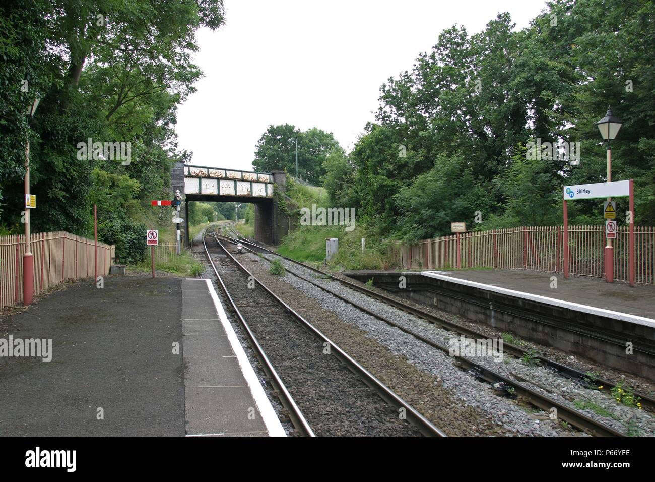 Platform view at Shirley station, West Midlands showing semaphore ...