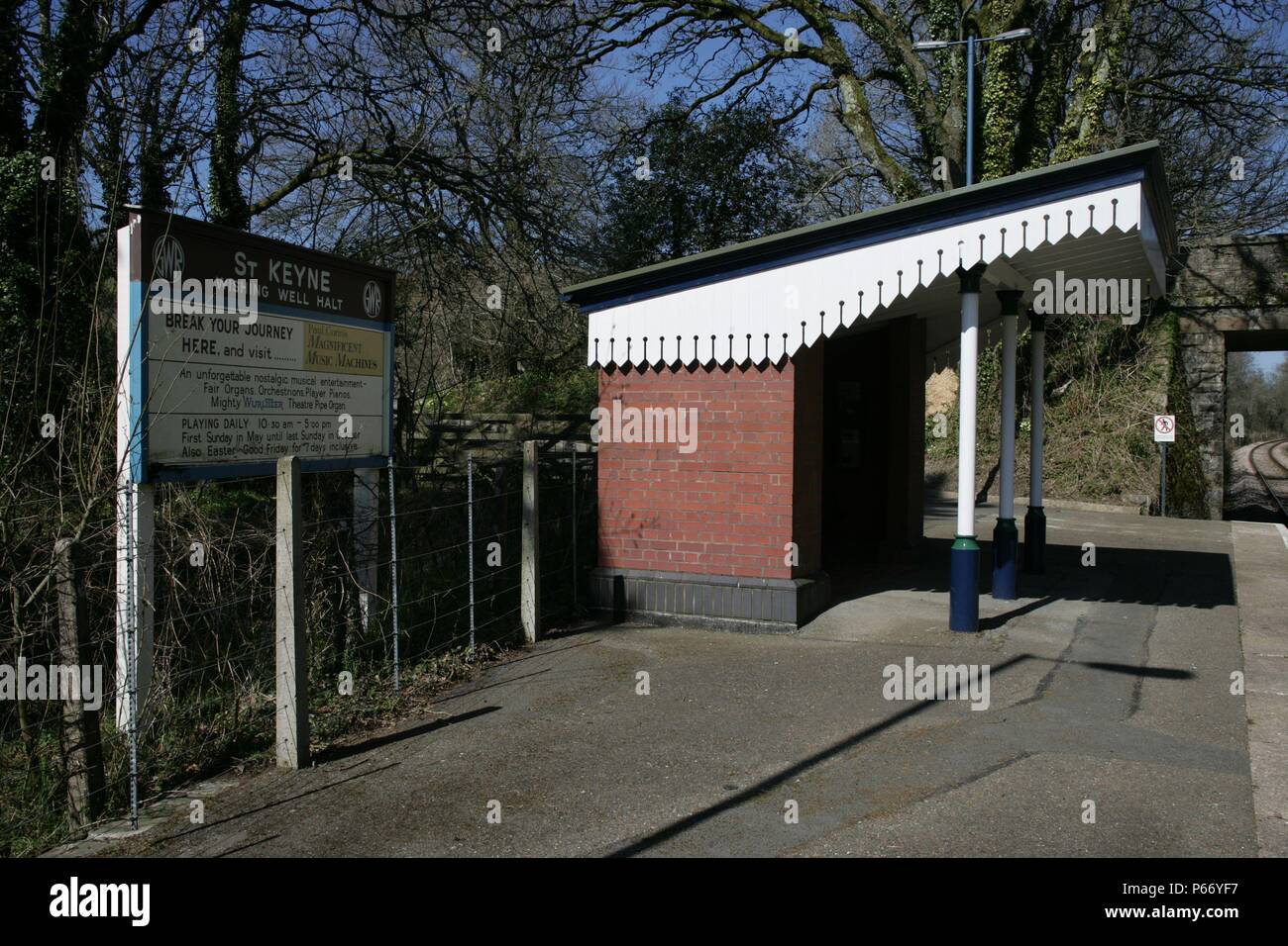 Platform view at St. Keyne station on the Liskeard to Looe branch line ...