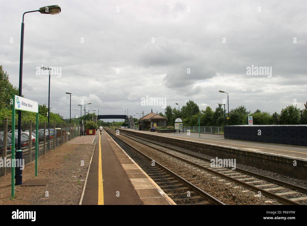Platform view at Widney Manor station, West Midlands, showing the ...