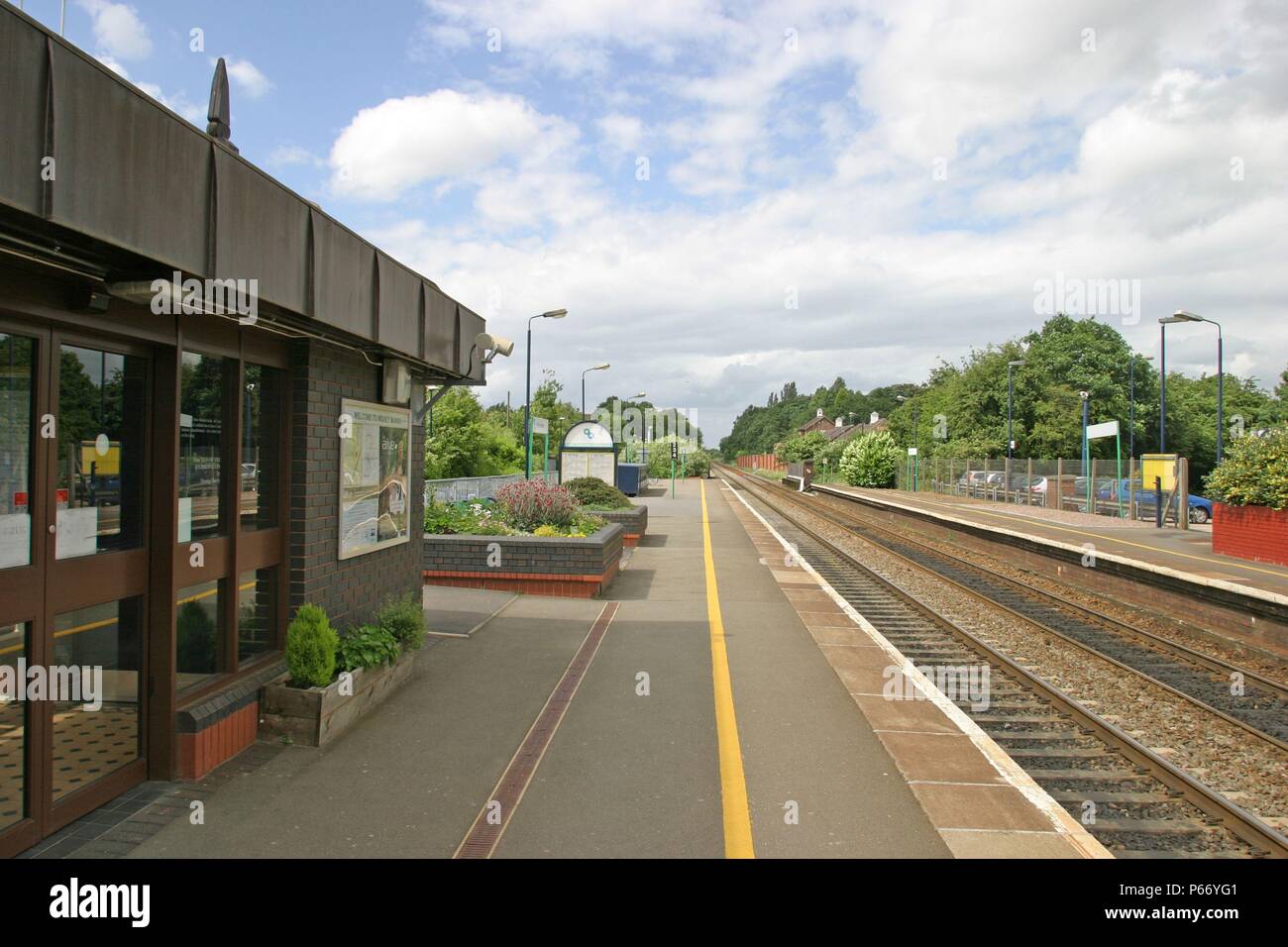 Platform view at Widney Manor station, West Midlands, showing the ...