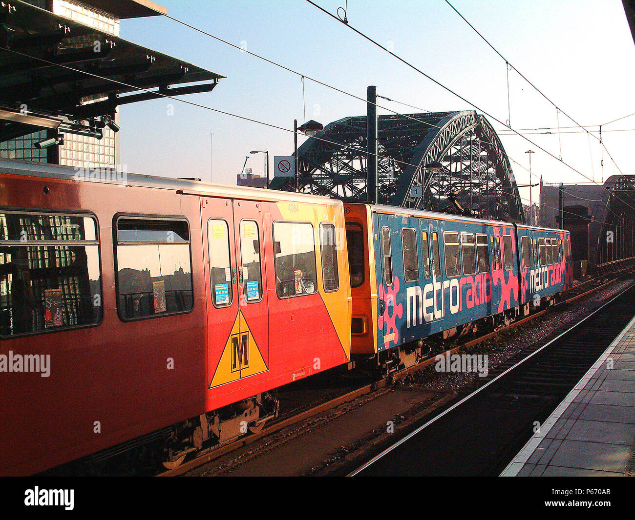 The advertising liveries of Tyne & Wear Metro give some variety as seen ...