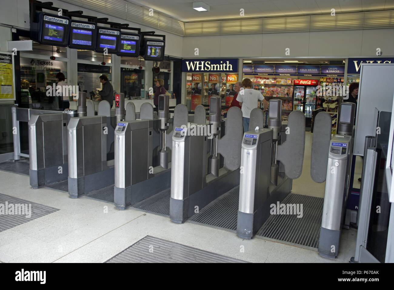 The booking hall at St Albans City station, Hertfordshire, with ...