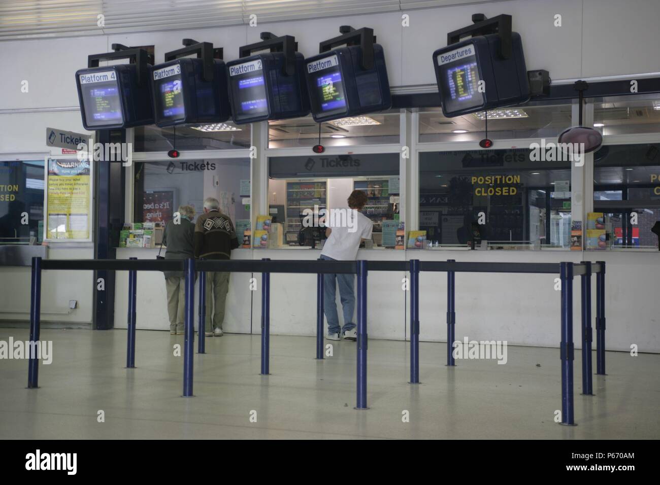 The booking hall at St Albans City station, Hertfordshire, with ...