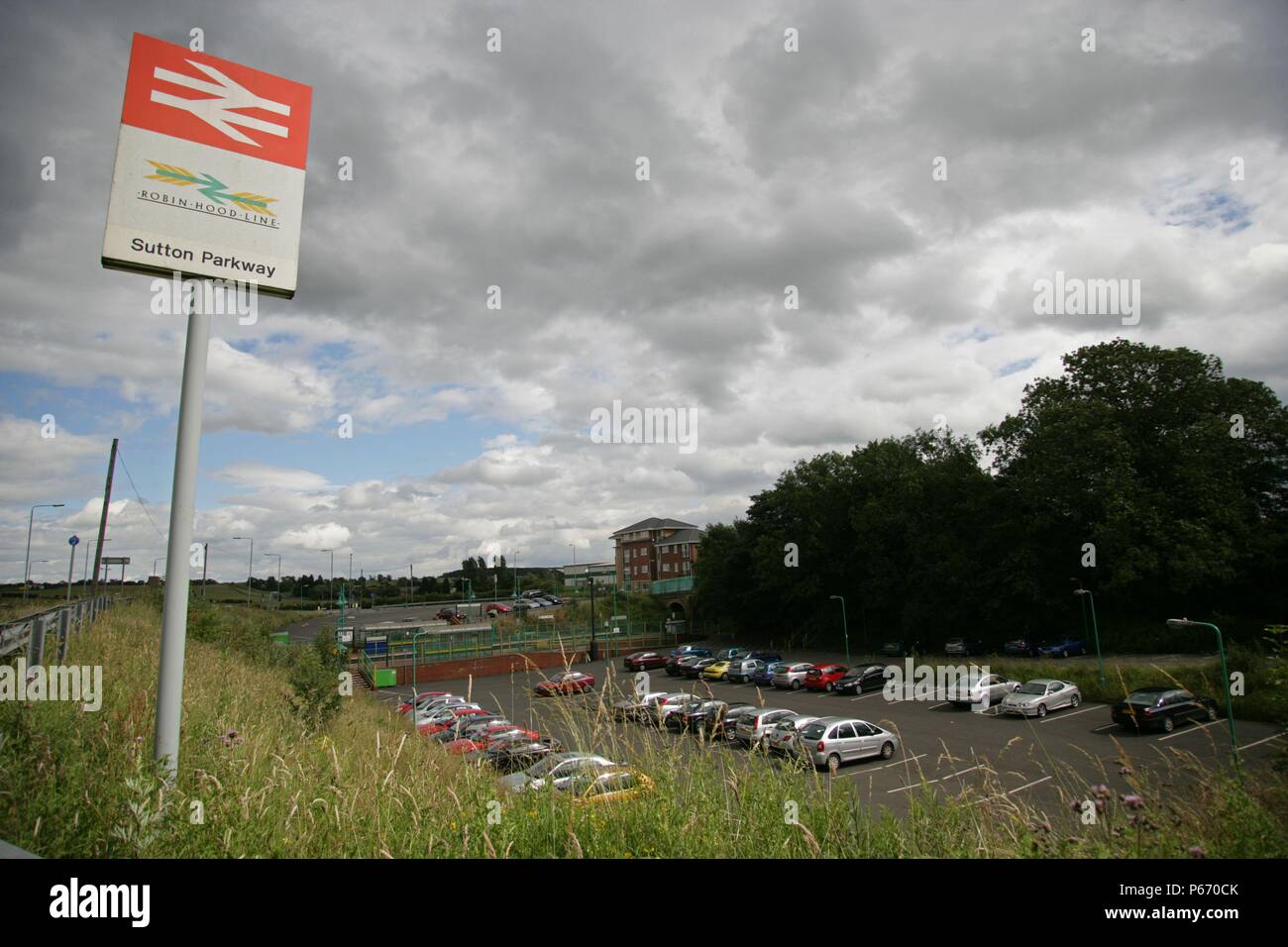 The entrance and car park at Sutton Parkway station, Nottinghamshire ...