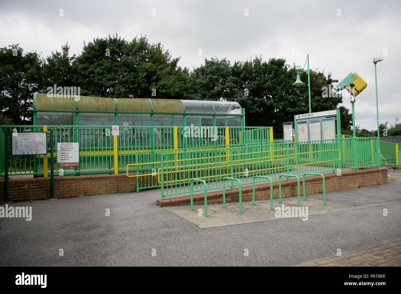 The forecourt and entrance to Whitwell station, Nottinghamshire showing ...