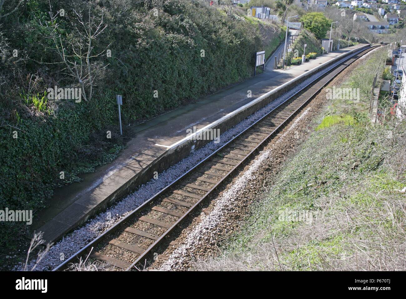 The station platform and branch line at Carbis Bay, Cornwall. 2006 ...