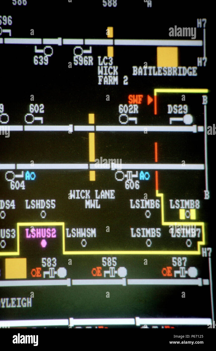 Train controllers display showing status, position and path of trains ...