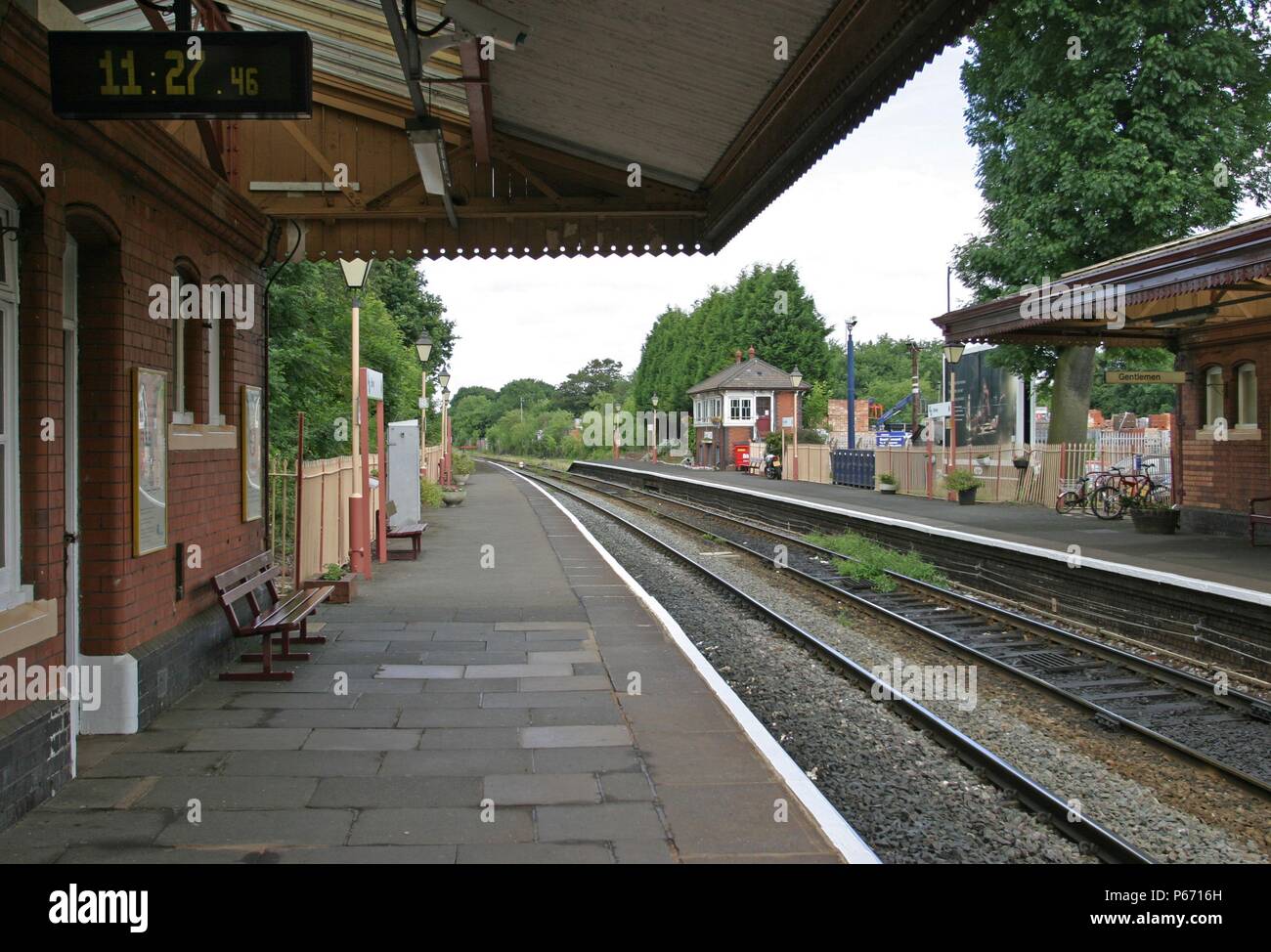 View from beneath the platform canopy at Shirley station, West Midlands ...