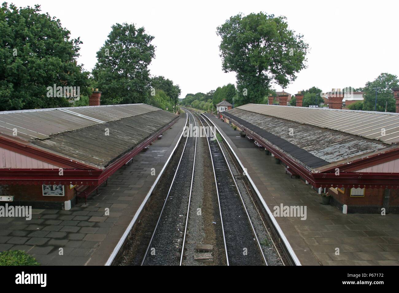 View from the footbridge at Shirley station, West Midlands showing the ...