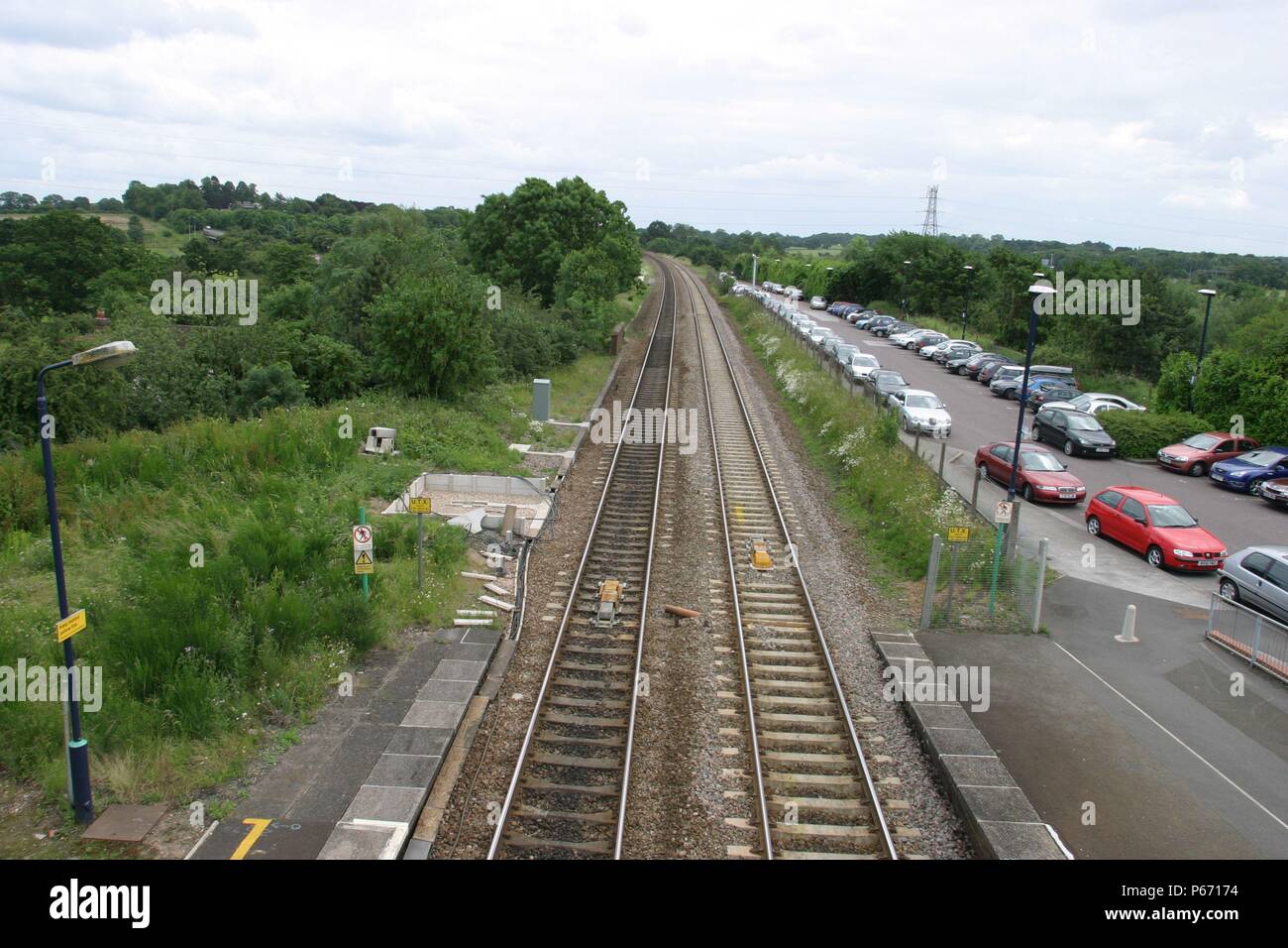 View from the footbridge at Widney Manor station, West Midlands ...