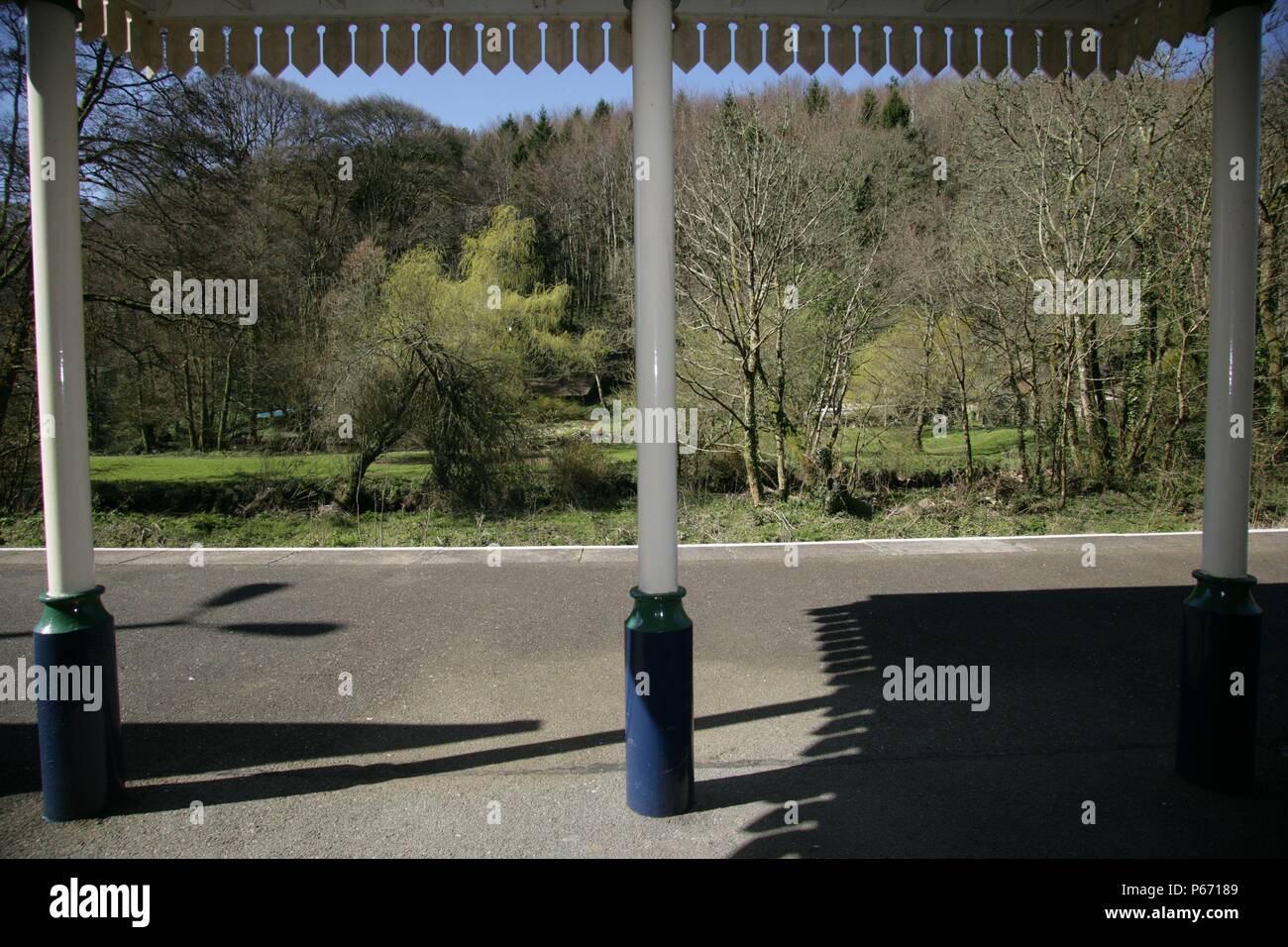 View from the waiting shelter on the platform at Sandplace station on ...