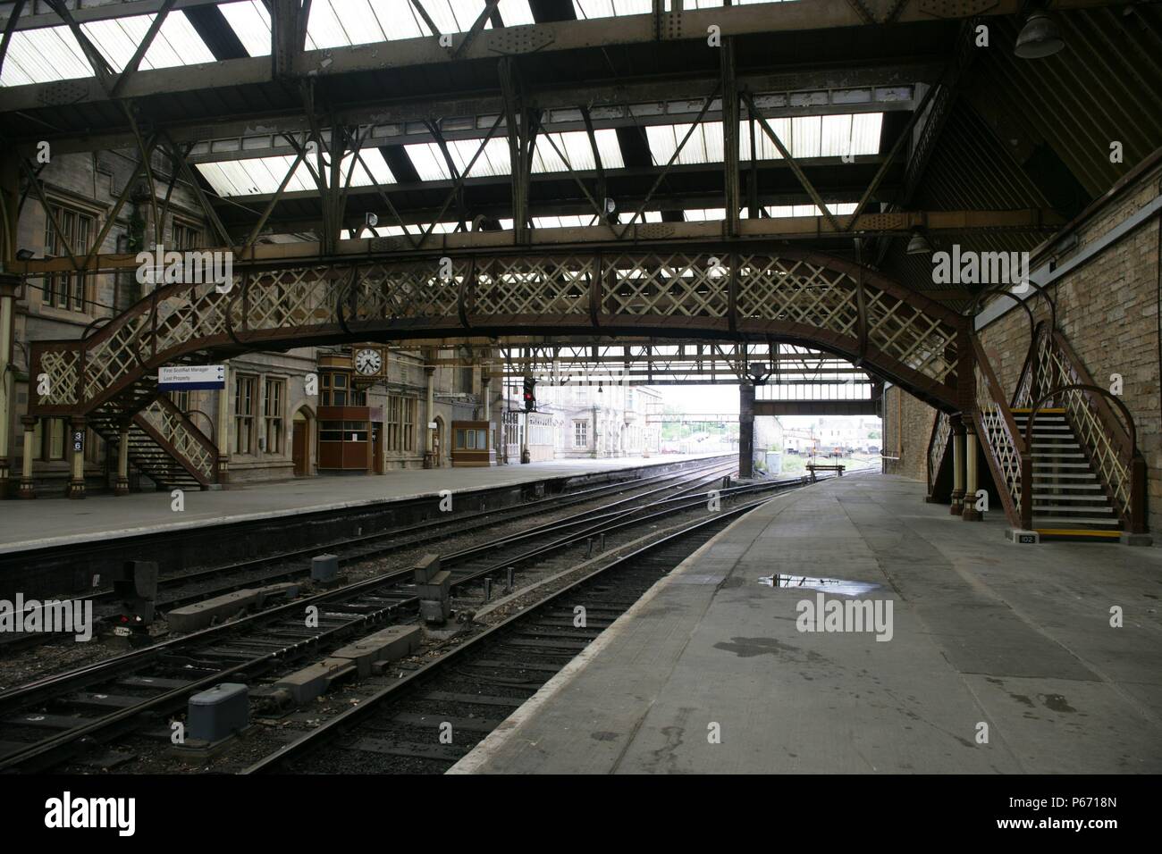 View of one of the footbridges at Perth station, Parthshire, showing ...
