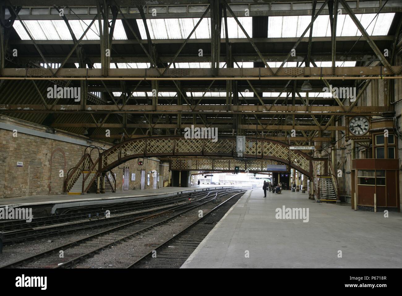 View of one of the footbridges at Perth station, Parthshire, showing ...