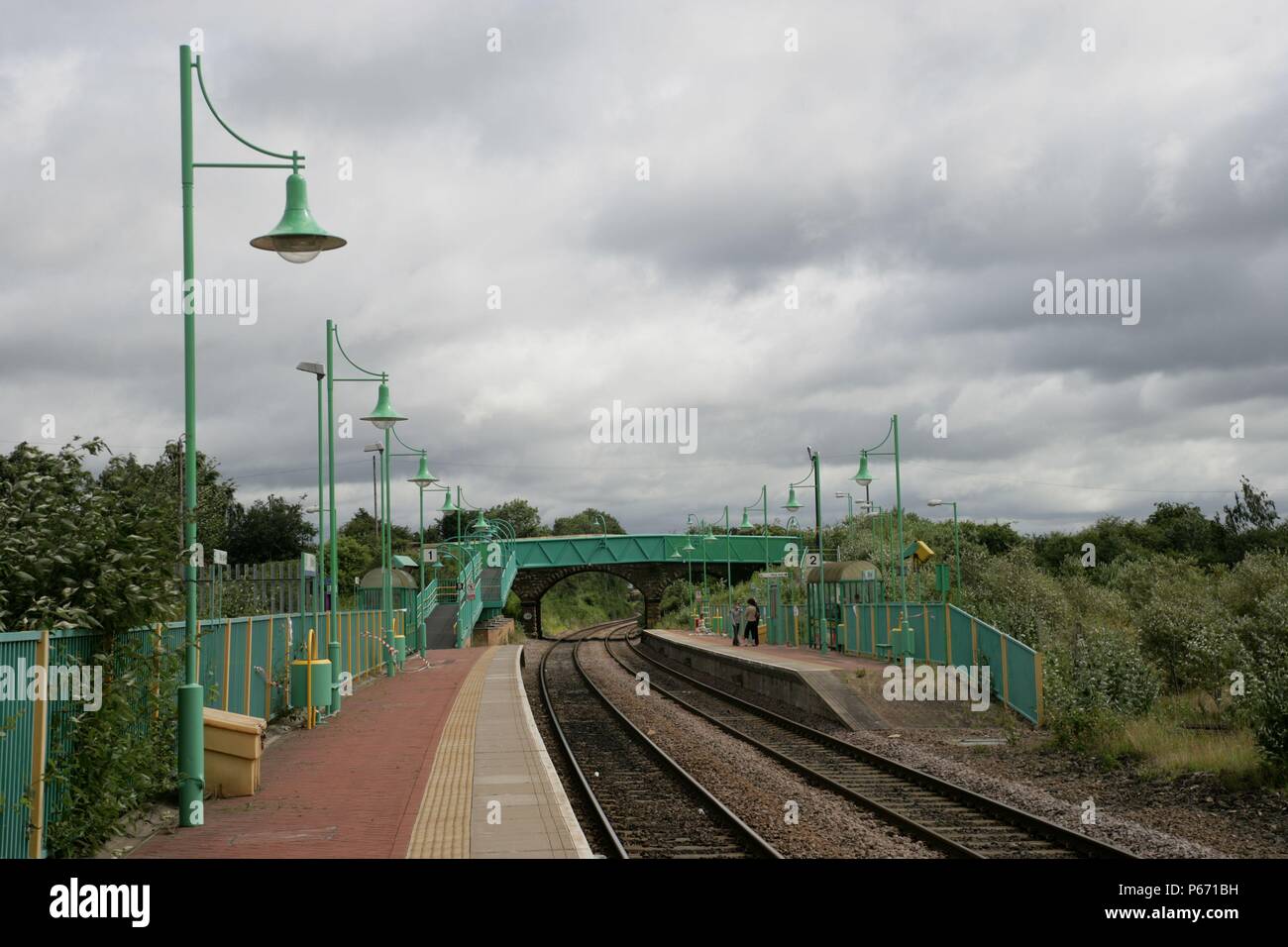 View of the platforms at Whitwell station, Nottinghamshire showing the ...