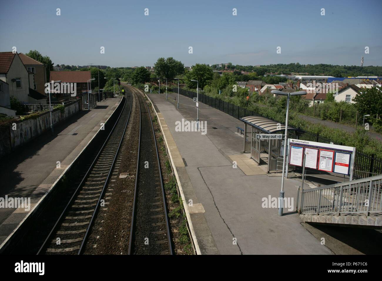 View of the platforms, waiting shelter and traveller's information from ...
